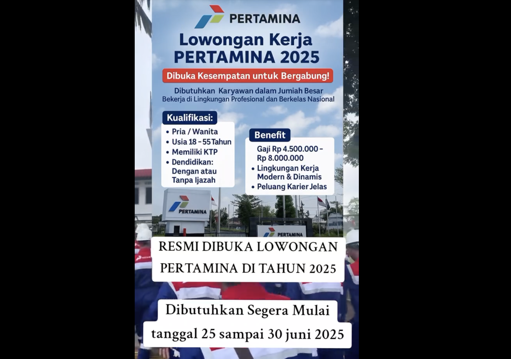 (CEK FAKTA) : Pertamina buka lowongan Juni 2025, Gaji hingga 8 Juta per Bulan - Zonautara